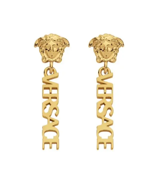 Versace Medusa Logo Lettering Earrings - Bright Gold