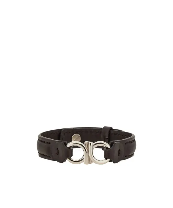 FERRAGAMO Double Gancini Bracelet - Silver/testa Di Moro