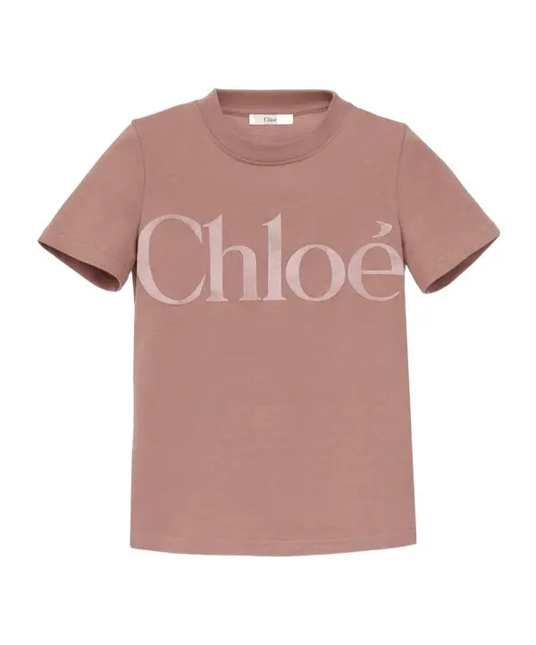 Chloé Logo Detailed Crewneck T-shirt - Dried Rose