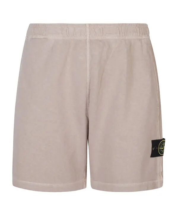 Stone Island Logo Patch Old Effect Shorts - Nude