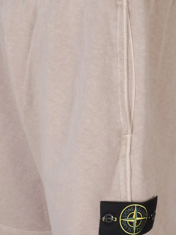 Stone Island Logo Patch Old Effect Shorts - Nude