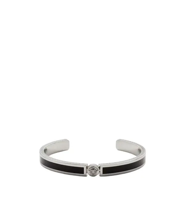 Versace Medusa Engraved Greca Cuff Bracelet - Gray