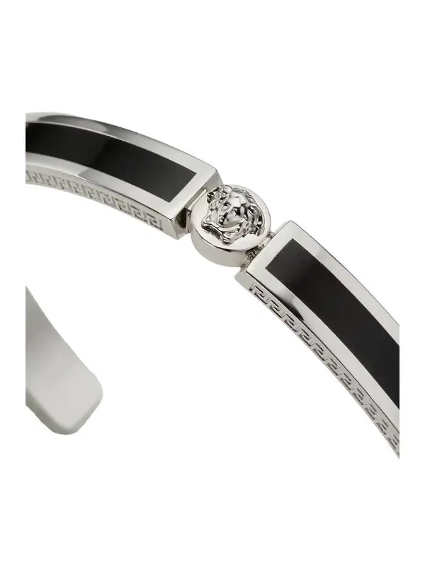 Versace Medusa Engraved Greca Cuff Bracelet - Gray