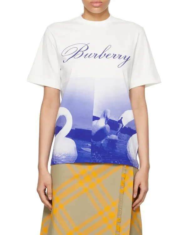 Burberry Swan Print Cotton T-shirt