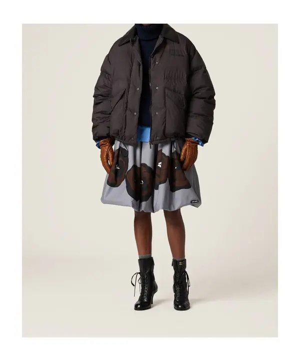 Miu Miu Technical Pongé Cropped Down Jacket - Black