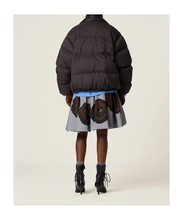 Miu Miu Technical Pongé Cropped Down Jacket - Black
