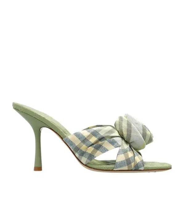 Burberry Checked Stiletto Heeled Sandals - Green