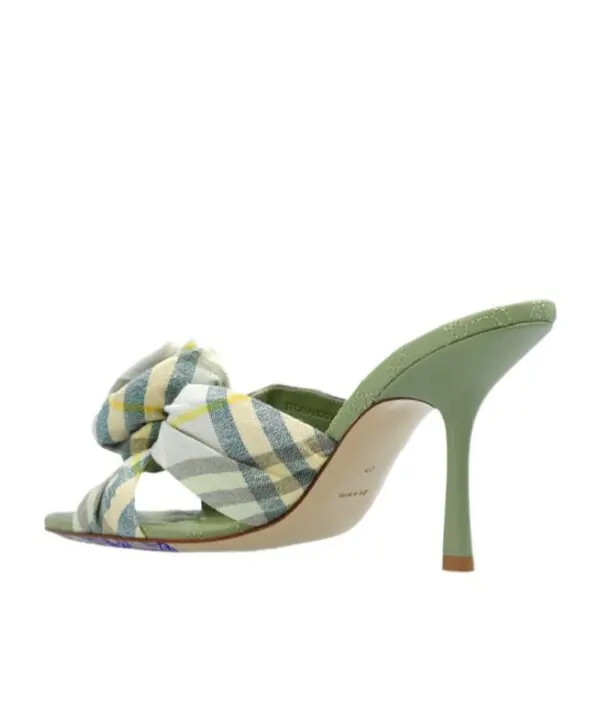 Burberry Checked Stiletto Heeled Sandals - Green