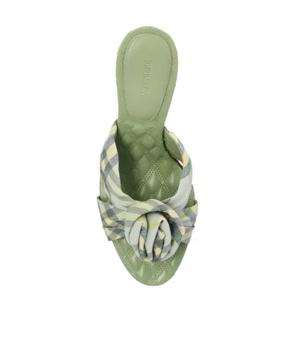 Burberry Checked Stiletto Heeled Sandals - Green