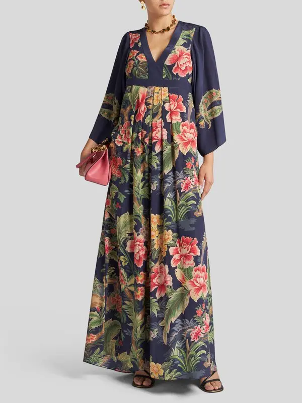 Etro Printed Silk Crepe De Chine Maxi Dress