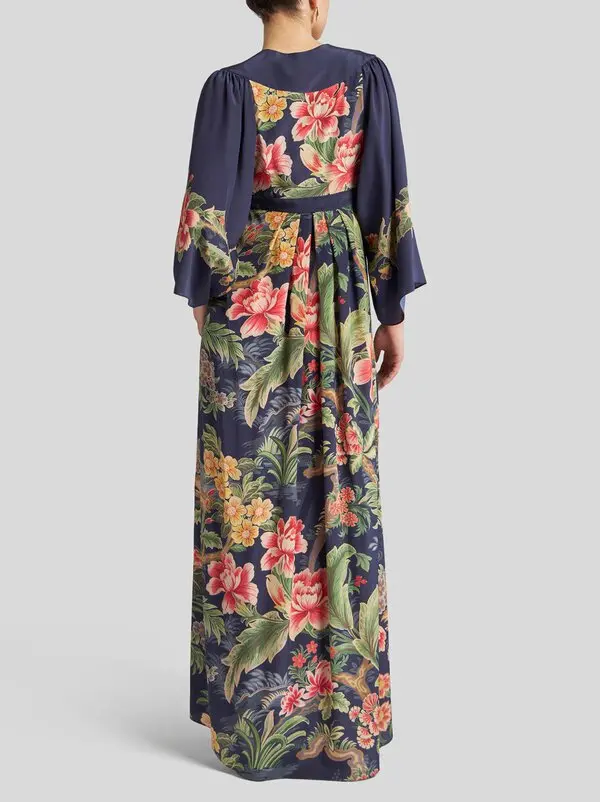 Etro Printed Silk Crepe De Chine Maxi Dress
