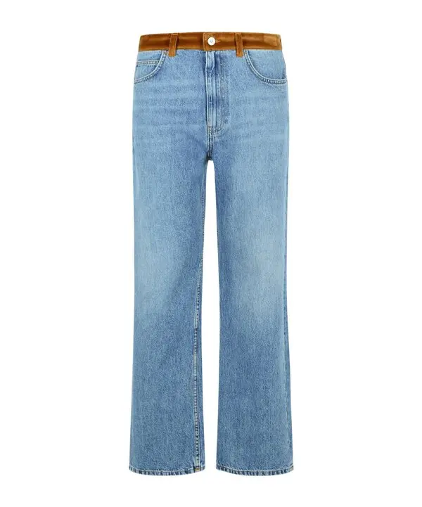 Marni Floral Patch Straight Leg Jeans - Light Blue