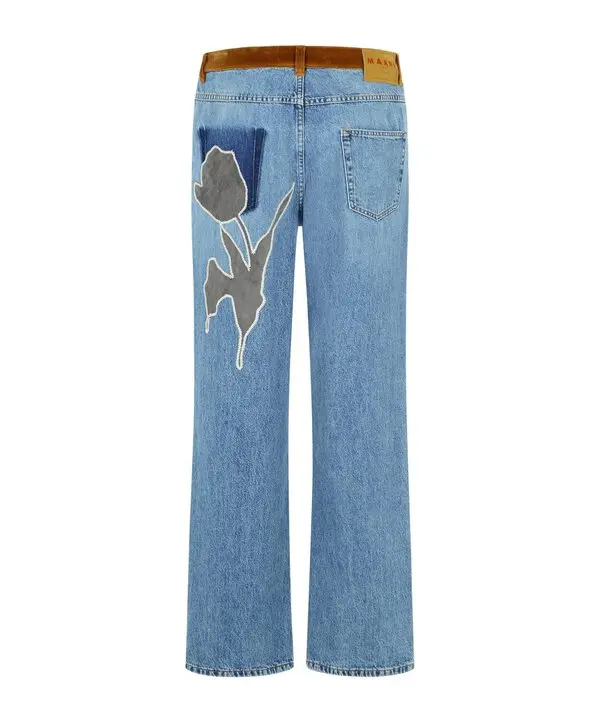 Marni Floral Patch Straight Leg Jeans