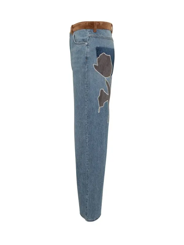 Marni Floral Patch Straight Leg Jeans