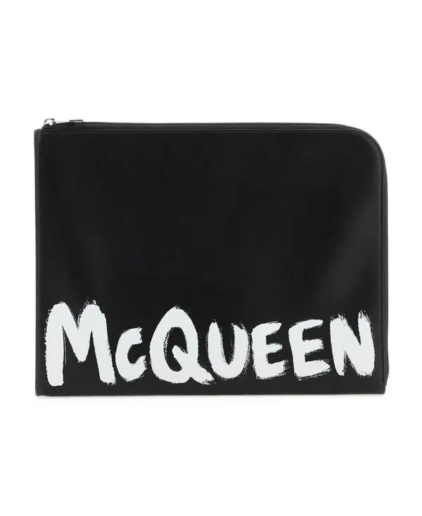 Alexander McQueen Logo Printed Zip Around Wallet - Black