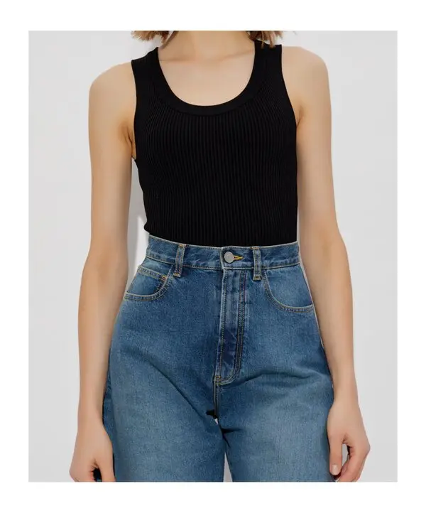 Alaïa Sleeveless Ribbed Knit Bodysuit
