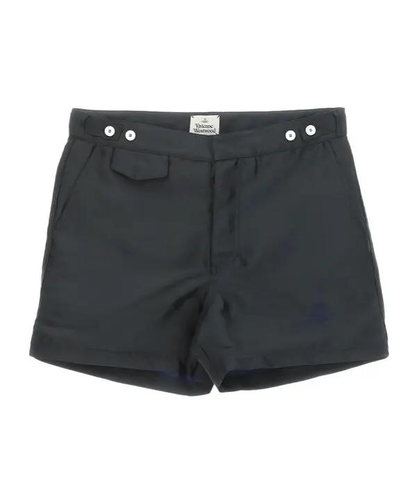 VIVIENNE WESTWOOD Orb-embroidered Mid-rise Bermuda Shorts - Black
