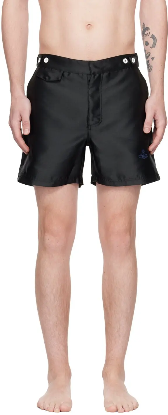VIVIENNE WESTWOOD Orb-embroidered Mid-rise Bermuda Shorts - Black