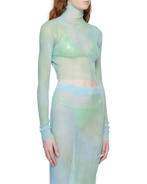 Off-White Tie-dye Turtleneck Cropped Top