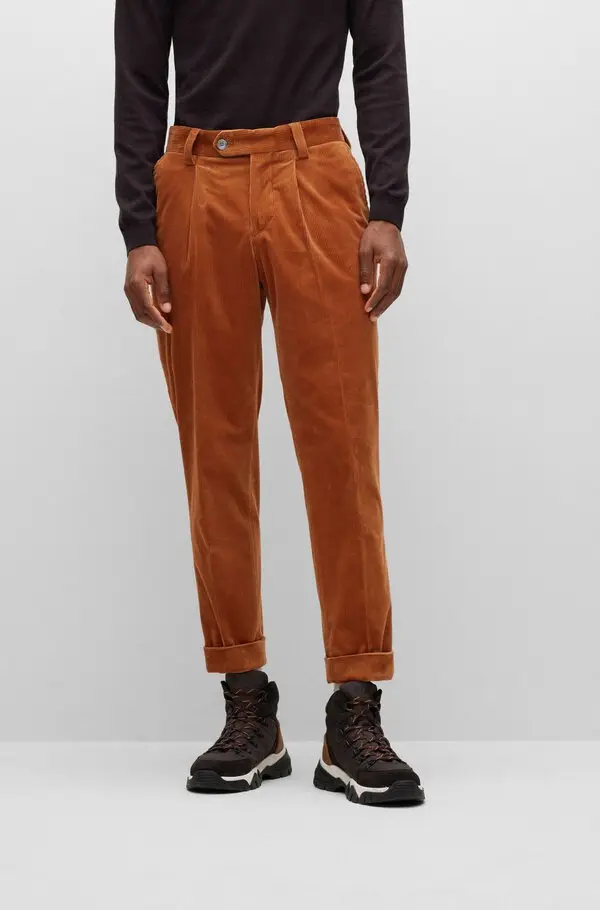 Hugo Boss Logo Corduroy Pleated Pants