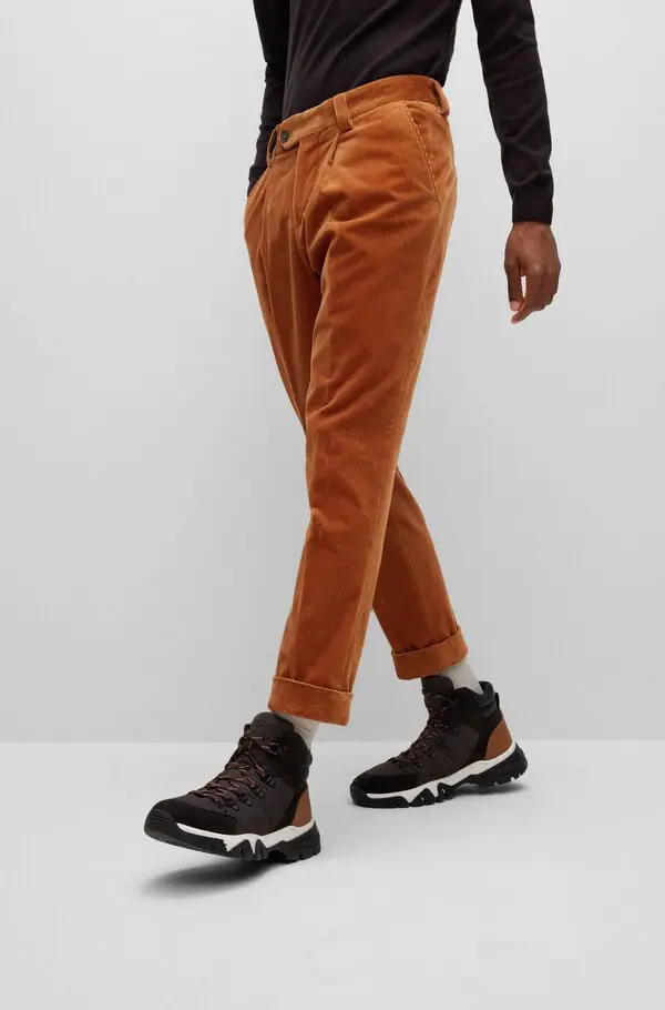 Hugo Boss Logo Corduroy Pleated Pants