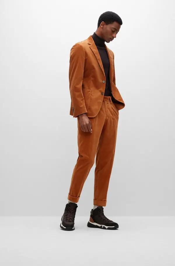 Hugo Boss Logo Corduroy Pleated Pants