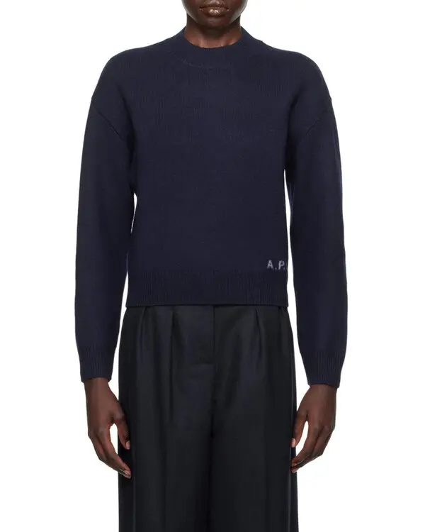 A.p.c. Crewneck Knitted Jumper With Ribbed Detailing - Black