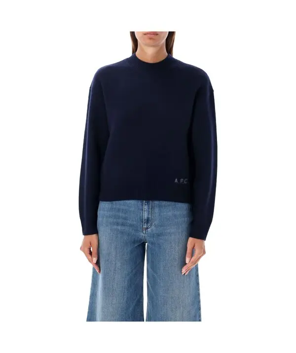 A.p.c. Crewneck Knitted Jumper With Ribbed Detailing - Black