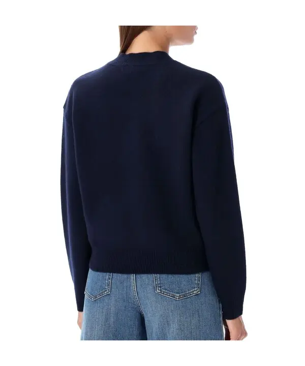 A.p.c. Crewneck Knitted Jumper With Ribbed Detailing - Black