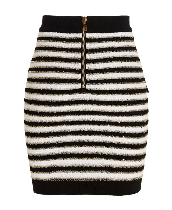Balmain Buttoned Knit High-waisted Skirt