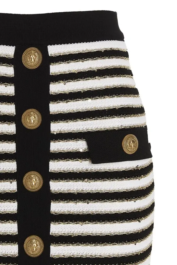 Balmain Buttoned Knit High-waisted Skirt