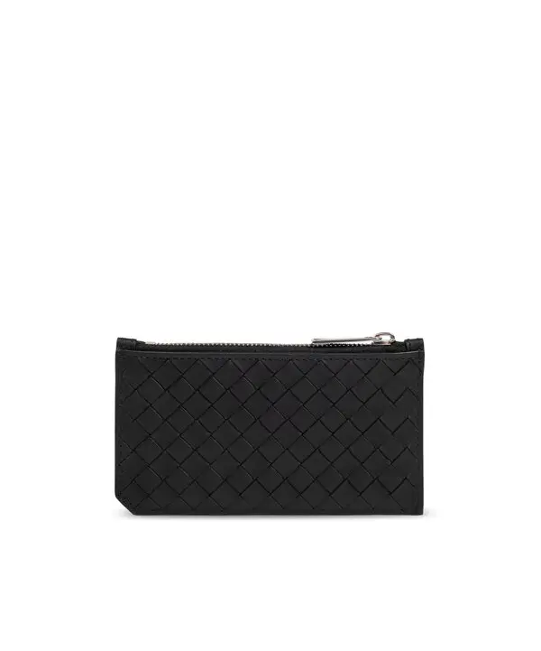 Bottega Veneta Intrecciato Zipped Card Case - Black