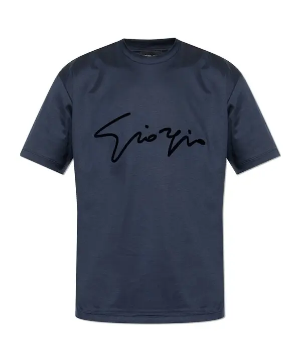 Giorgio Armani Short-sleeved Crewneck T-shirt - Blue