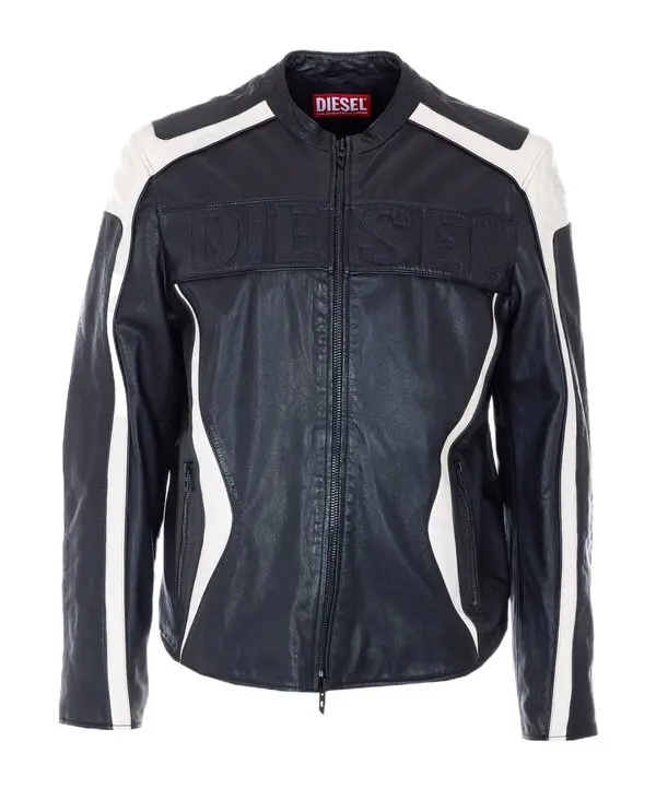 DIESEL® Zip-up Leather Jacket - Black