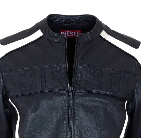 DIESEL® Zip-up Leather Jacket - Black