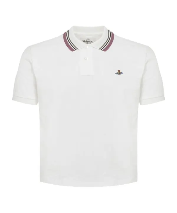 VIVIENNE WESTWOOD Embroidered Logo Short Sleeve Polo Shirt - White