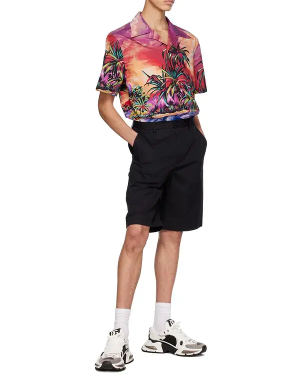 Dolce & Gabbana Stretch Cotton Bermuda Shorts With Logo Tag - Black