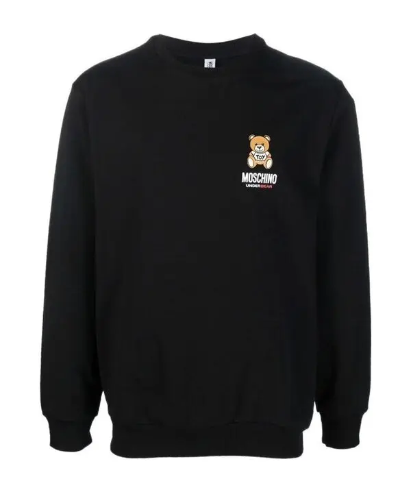 Moschino Teddy Bear Print Crew Neck Sweatshirt - Black