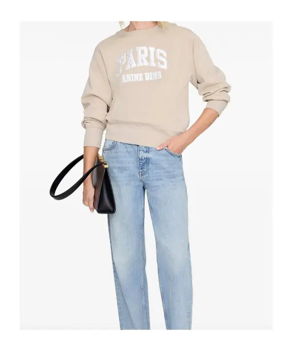 ANINE BING Crewneck Sweatshirt With Logo Detail