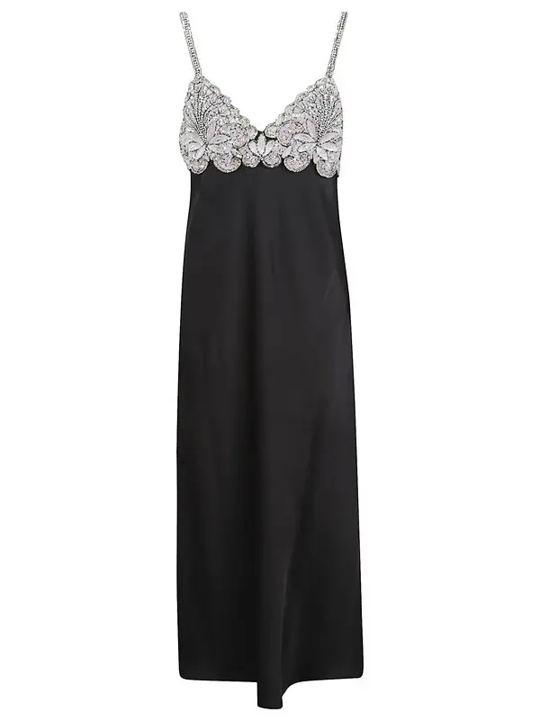 Valentino Garavani Embellished V-neck Sleeveless Maxi Dress - Black