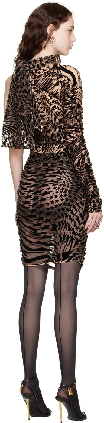 MUGLER Star Mesh Asymmetric Minidress - Black