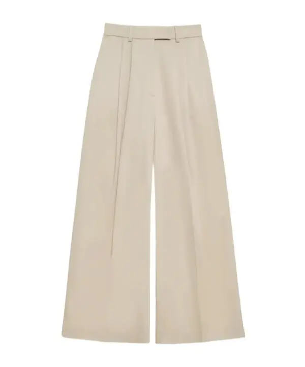 ANINE BING Lou Wide Leg Trousers - Beige