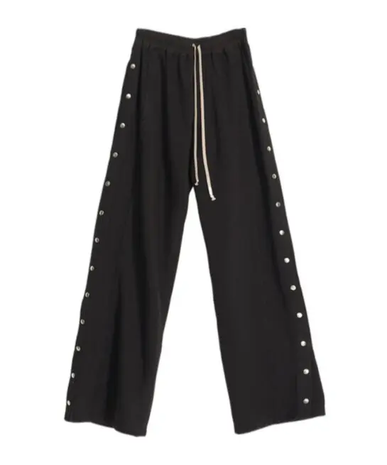 Rick Owens Pusher Drawstring-waist Trousers With Side Button Detailing