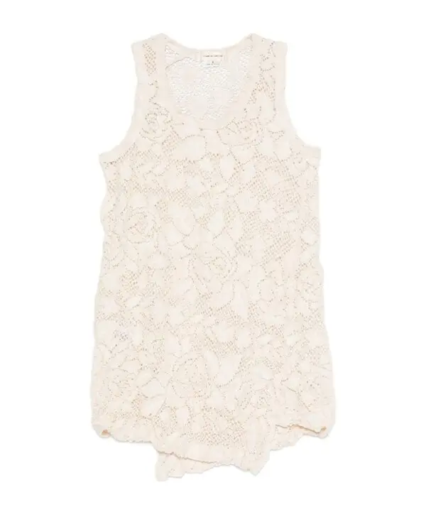 Comme Des Garçons Floral-embroidered Asymmetric Vest - White