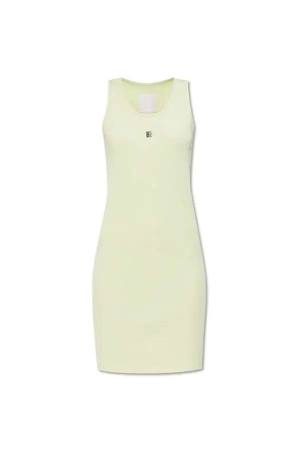 Givenchy 4g Plaque Ribbed Knit Tank Dress - White