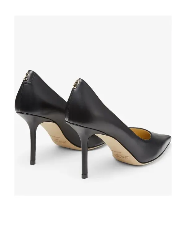 JIMMY CHOO Love 85 Calfskin Stilettos With Gold Jc Emblem - Black