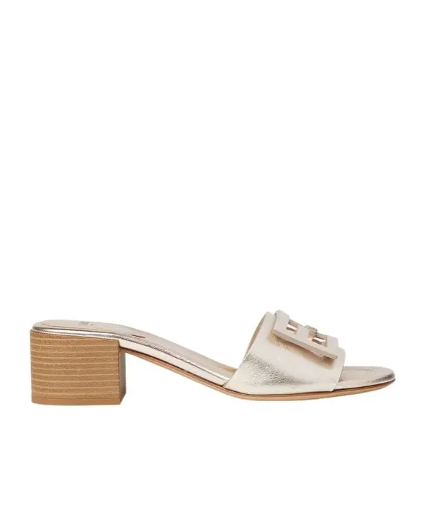Fendi Ff Baguette Block Heel Sandals