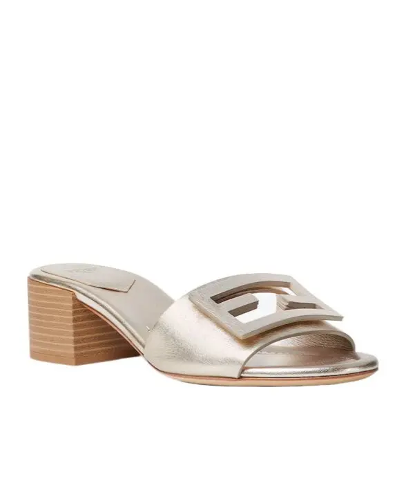 Fendi Ff Baguette Block Heel Sandals