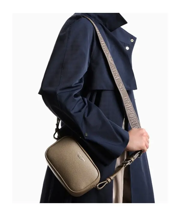 Emporio Armani Logo Strap Crossbody Bag - Light Brown