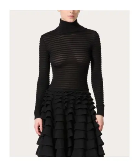 Valentino Garavani High Neck Long-sleeved Ribbed Top
